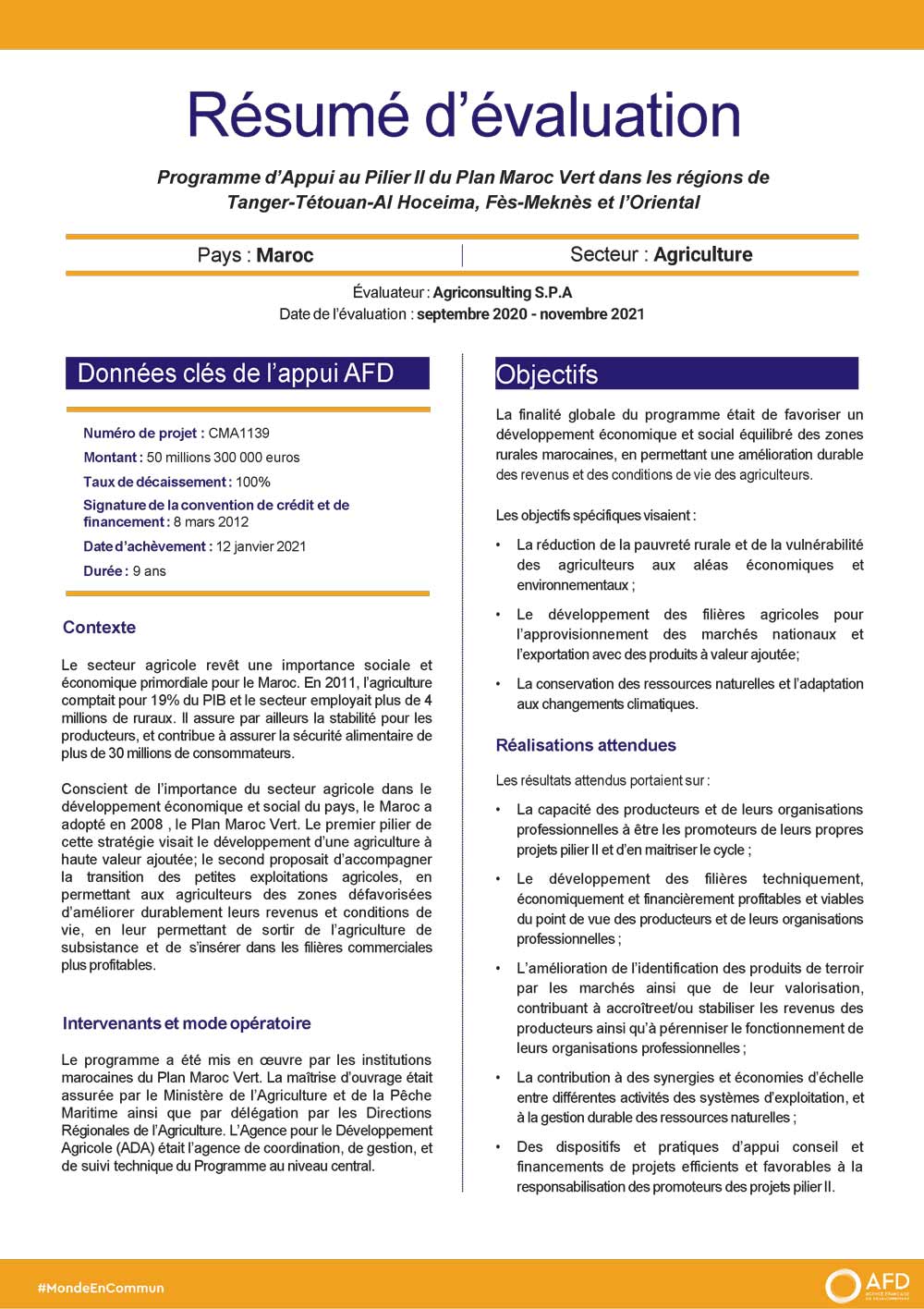 Résumé d’évaluation - Programme d’appui au pilier II du Plan Maroc vert ...