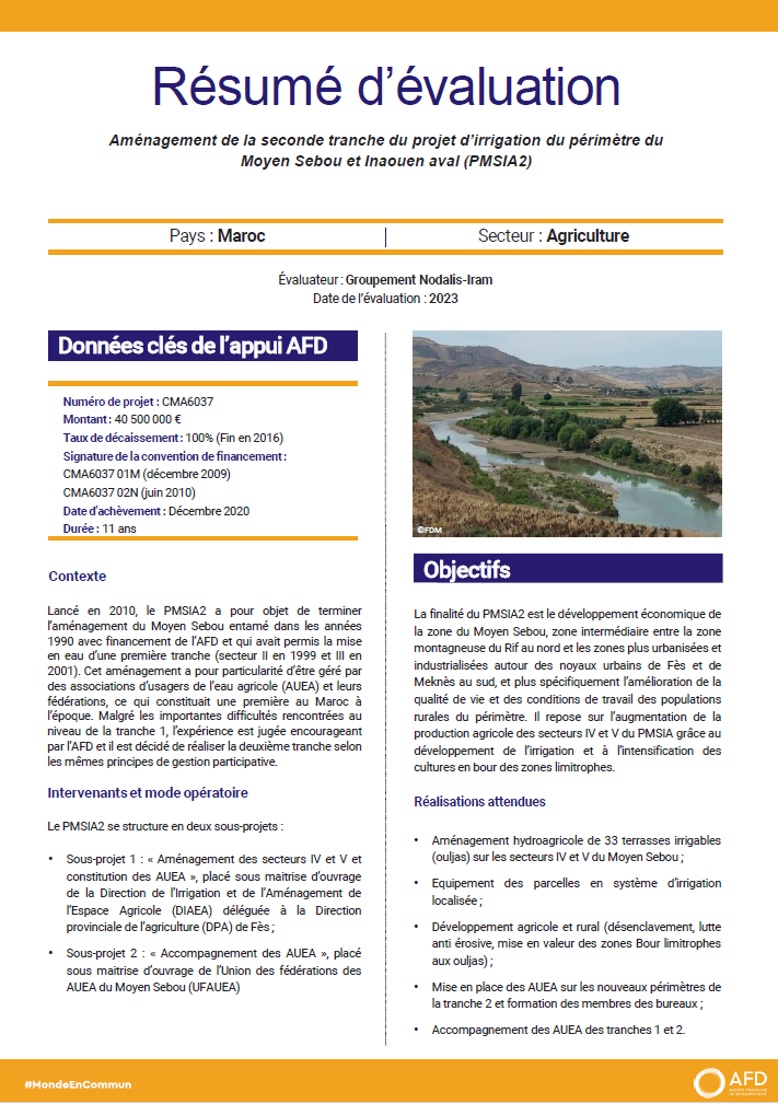 Evaluation de l’Aménagement de la seconde tranche du projet d ...